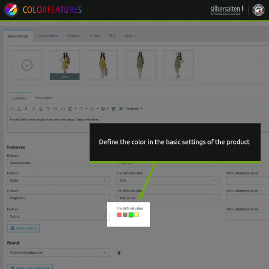 Color Features - Properties - expanded by colors module Prestashop Module