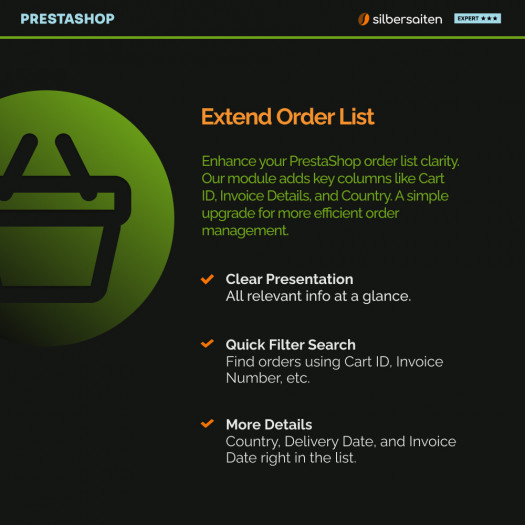 PrestaShop Modul: Erweiterte Bestellliste mit neuen Spalten!